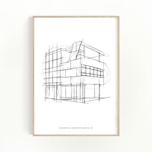 Mid-century Aluminaire House Sketch, Minimalist Architecture Print ...