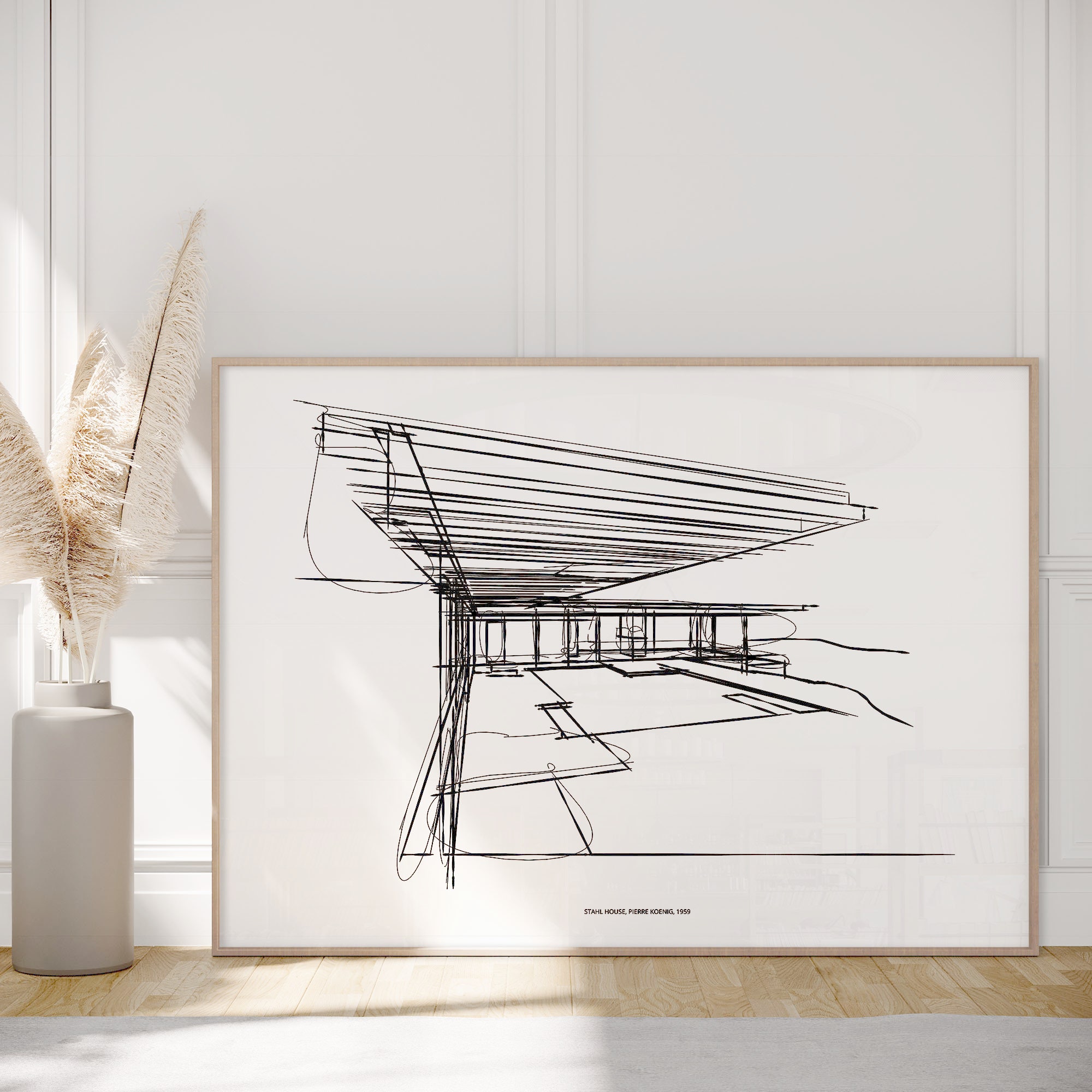 Stahl House Sketch, Minimal Art Print, Pierre Koenig Architecture ...