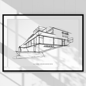 Villa Tugendhat Sketch Art Print: Mid-century Modern Home Decor ...