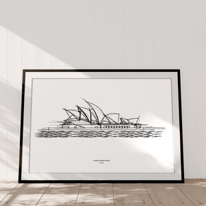 Minimal Sidney Opera House Sketch, Line Art, Modern Home Decor, Instant ...