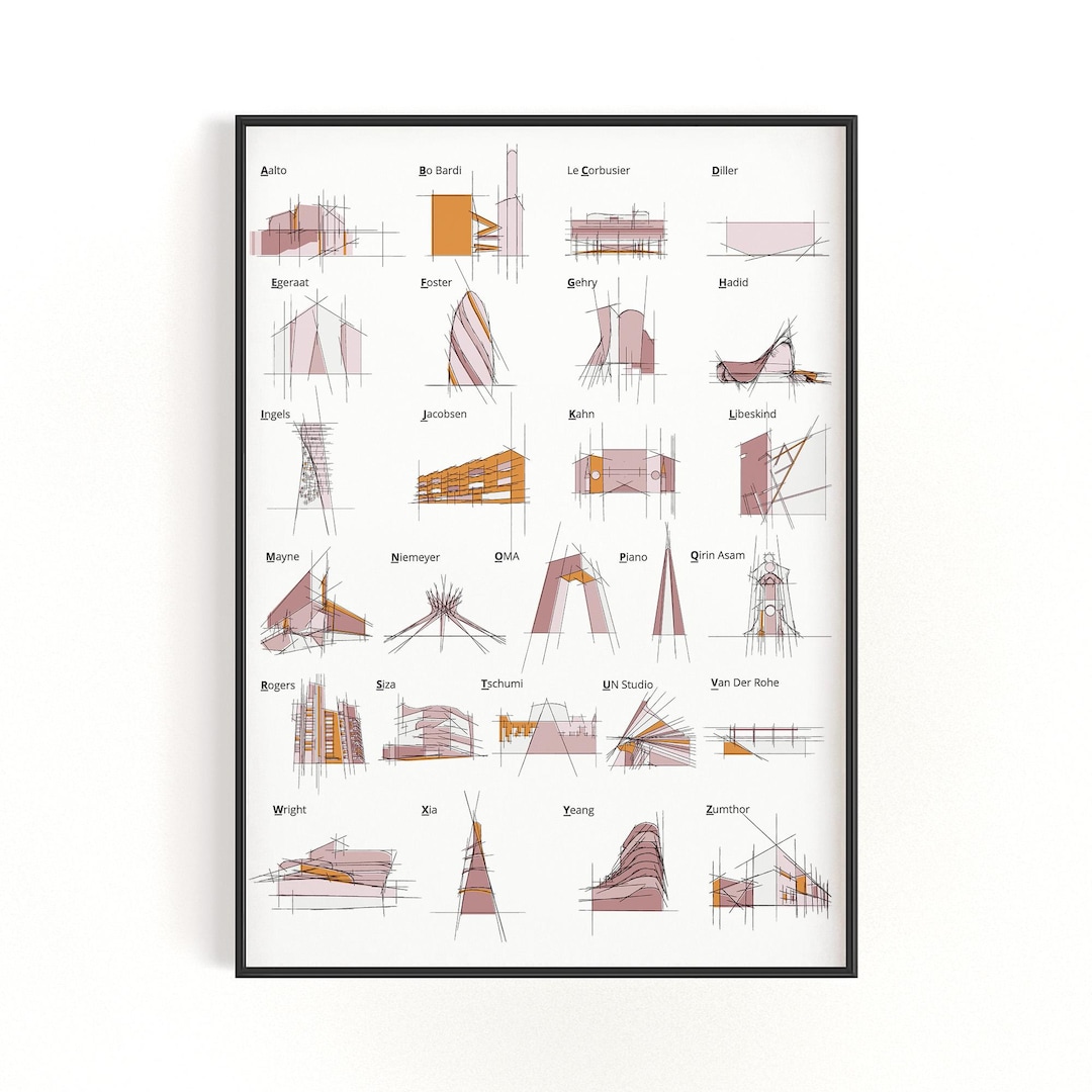 Architect Alphabet Printable Download, Gift for Her, Abstract Sketch ...