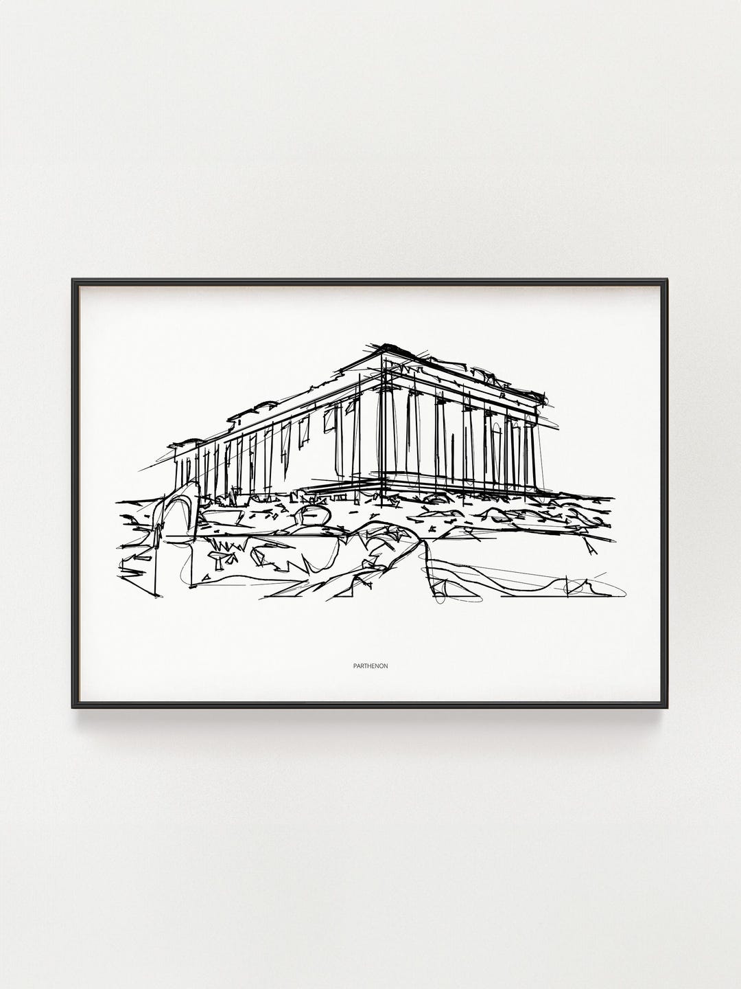 Parthenon Sketch Print, Greece Acropolis Line Art, Minimalist ...