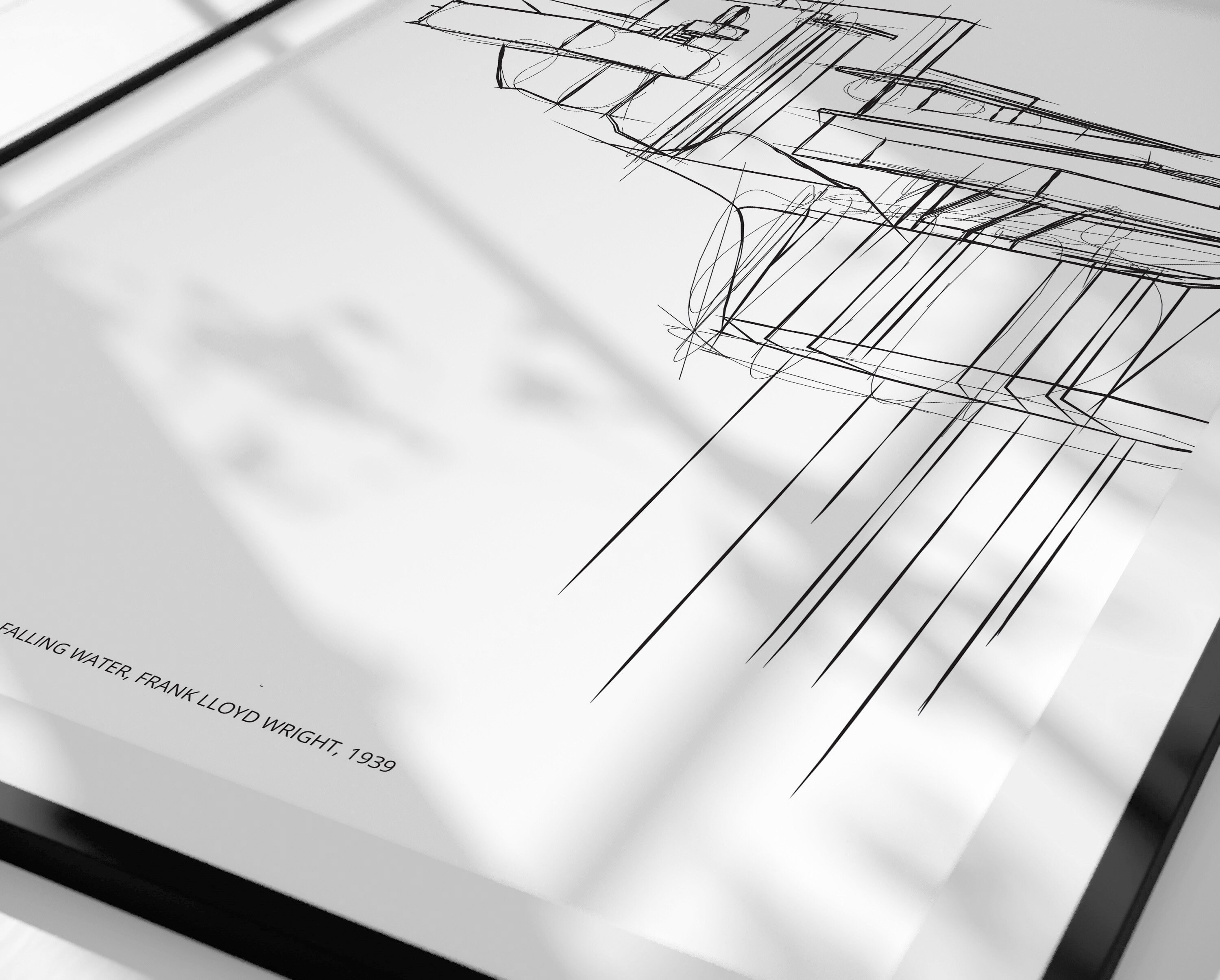 Fallingwater Print: Frank Lloyd Wright House Sketch (digital Download ...