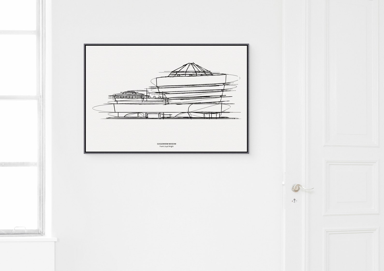 Guggenheim Museum Sketch, Minimalist Line Drawing, Modernist ...