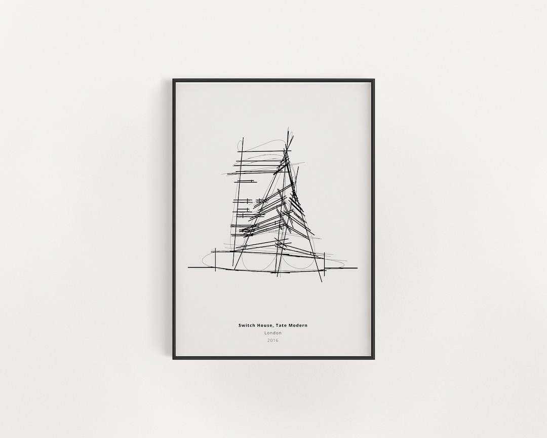 Tate Modern Architectural Sketch, London Architecture Wall Art, Modern ...