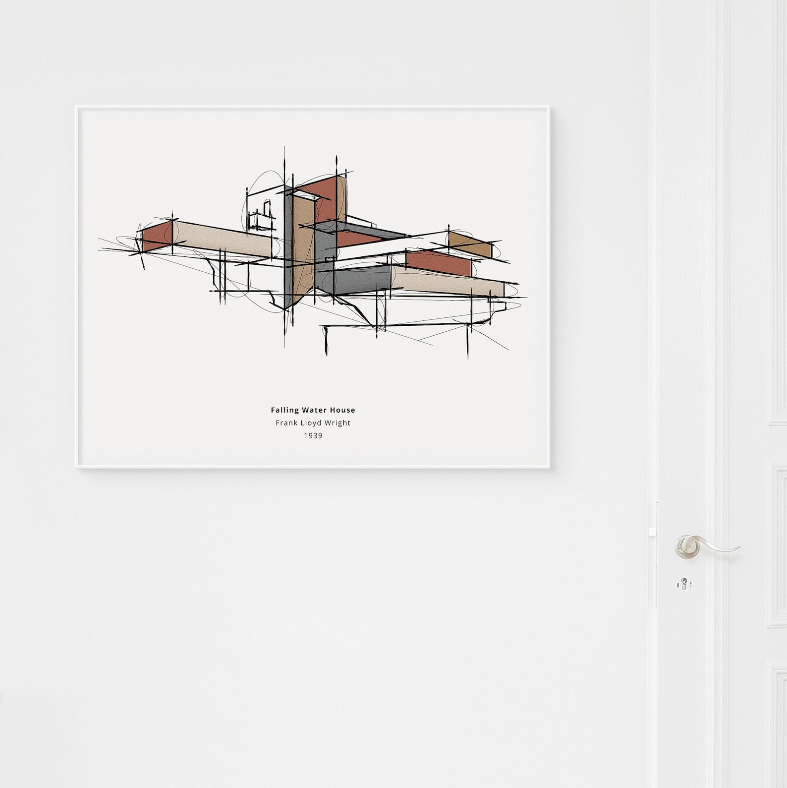 Fallingwater House Color Print: Frank Lloyd Wright Architecture ...