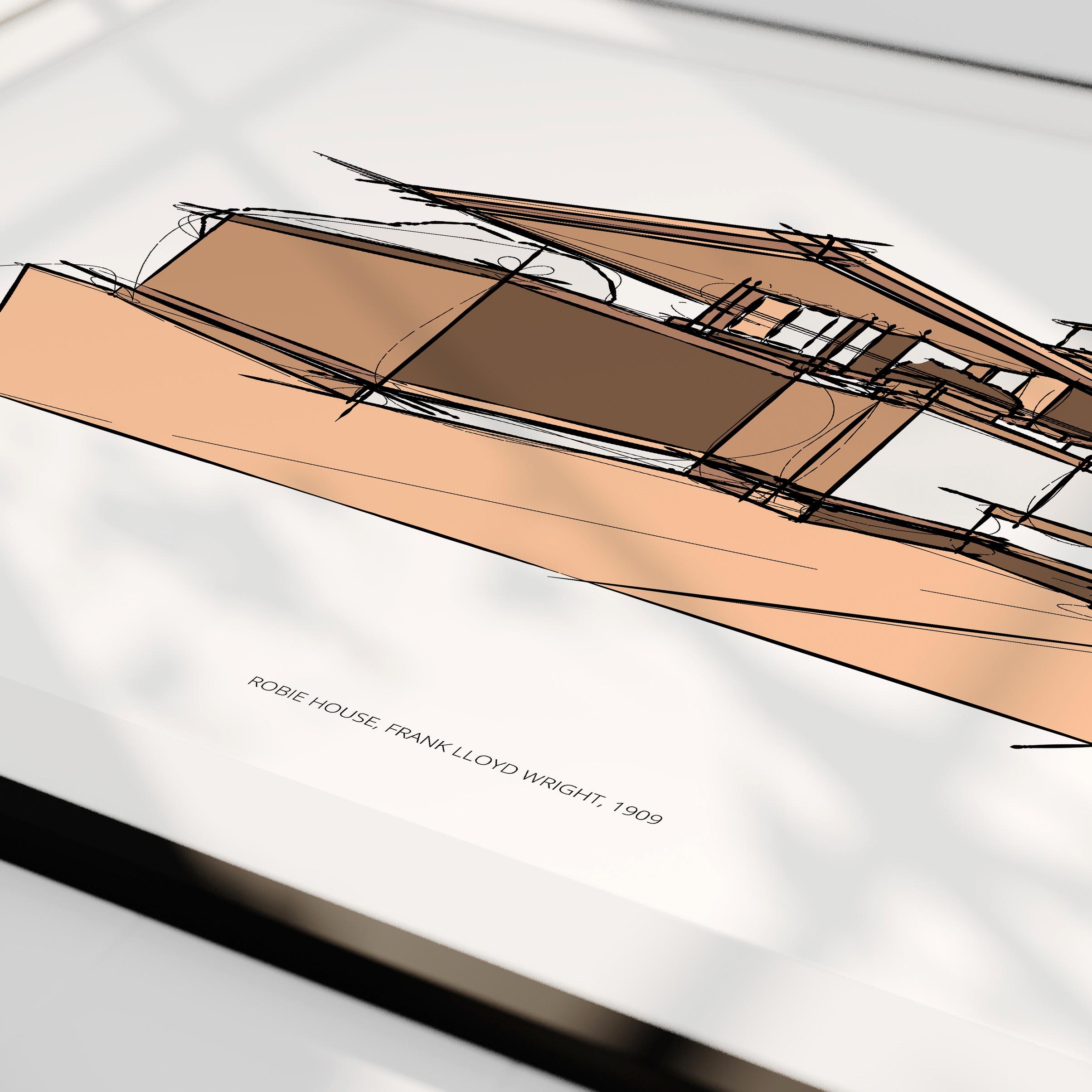 Robie House Print: Frank Lloyd Wright Architecture Sketch (digital ...