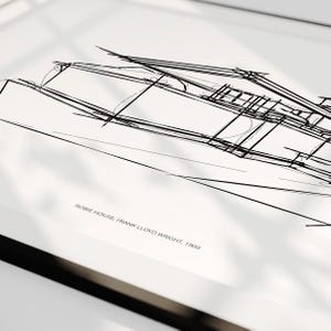 Robie House Sketch, Frank Lloyd Wright's, Minimalist Mid-century Modern ...