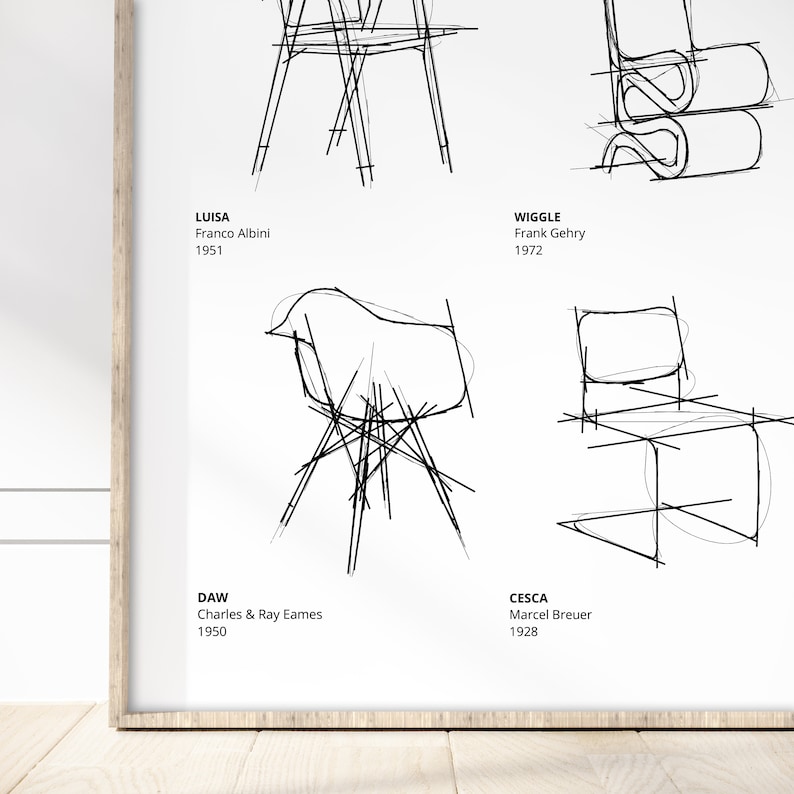 Mid-century Modern Chair Sketch Art Print (digital Download) - Etsy