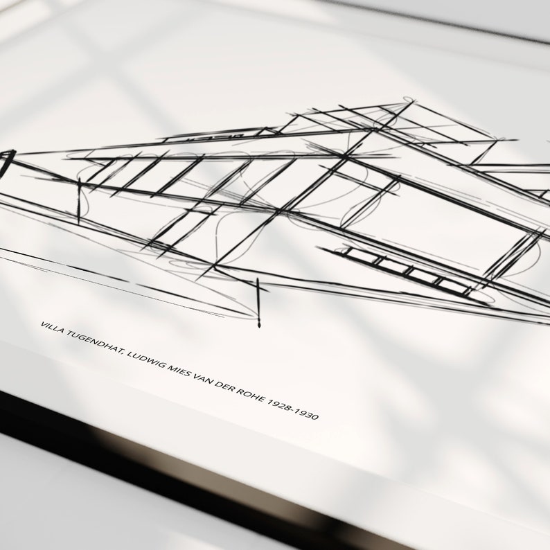 Villa Tugendhat Sketch Printable Wall Art, Timeless Black and White ...