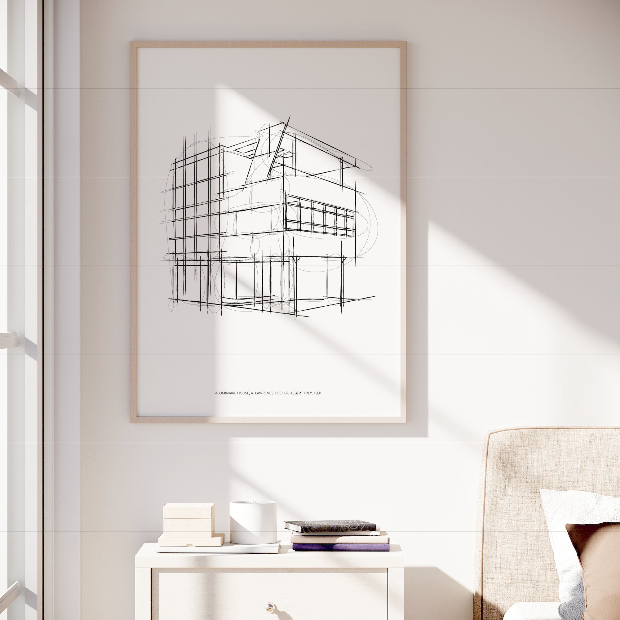 Mid-century Aluminaire House Sketch, Minimalist Architecture Print ...