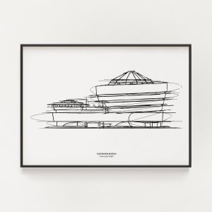 Guggenheim Museum Sketch, Minimalist Line Drawing, Modernist ...
