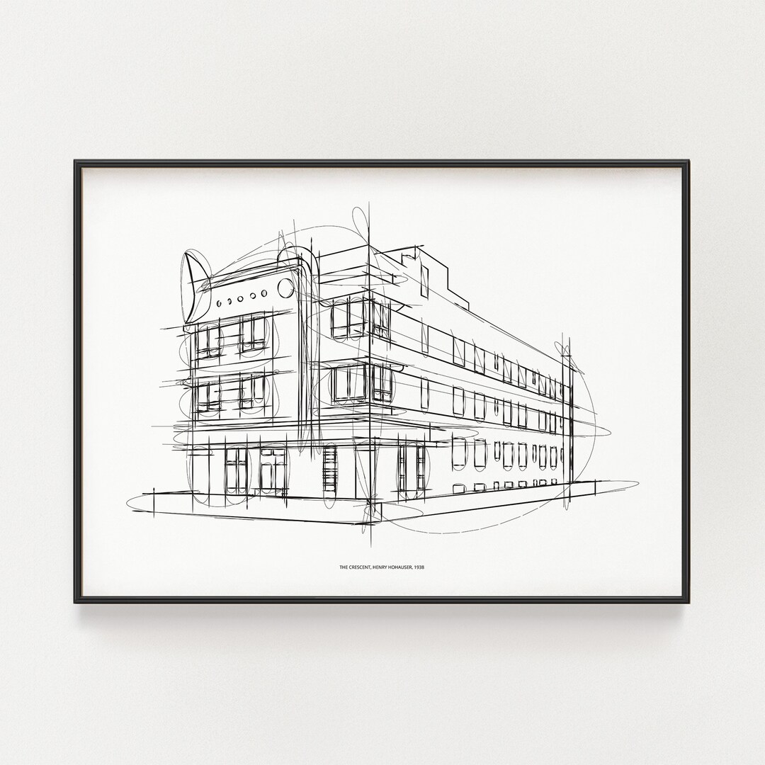 The Crescent Building, Henry Hohauser Art, Schwarz & Weiß ...