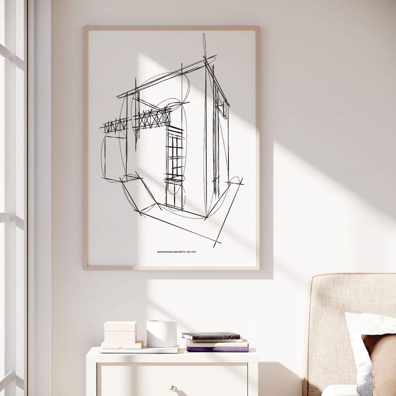 Bianchi House Sketch, Mario Botta, Minimalist 1970s Modern Architecture ...
