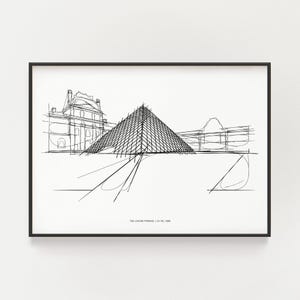 Louvre Pyramid Sketch: Paris Architecture Print (digital Download) - Etsy
