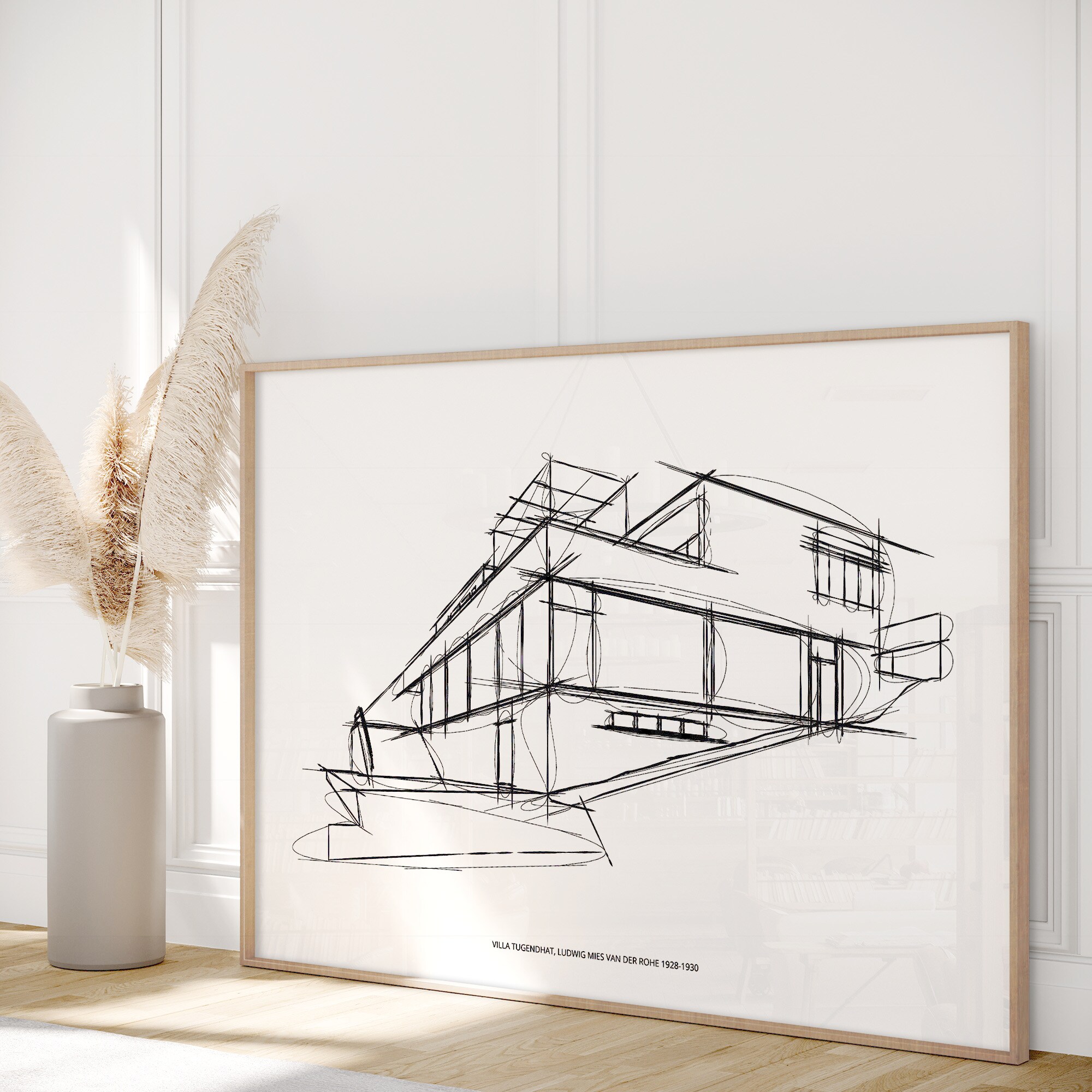 Villa Tugendhat Sketch Printable Wall Art Timeless Black and - Etsy