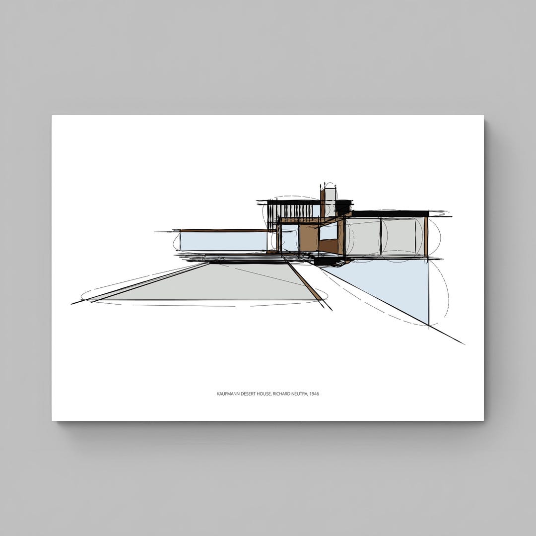 Kaufmann Desert House Sketch: Richard Neutra Architecture Art (digital ...