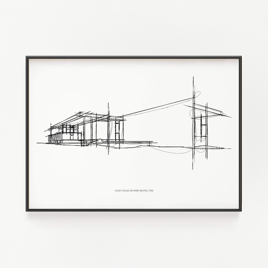 Chuey House Sketch: Richard Neutra, Architecture Artwork (digital ...