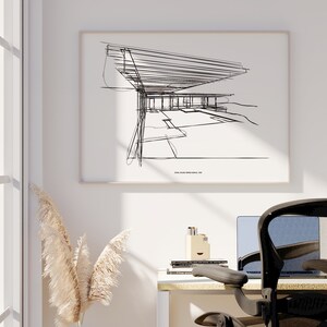 Stahl House Sketch, Minimal Art Print, Pierre Koenig Architecture ...