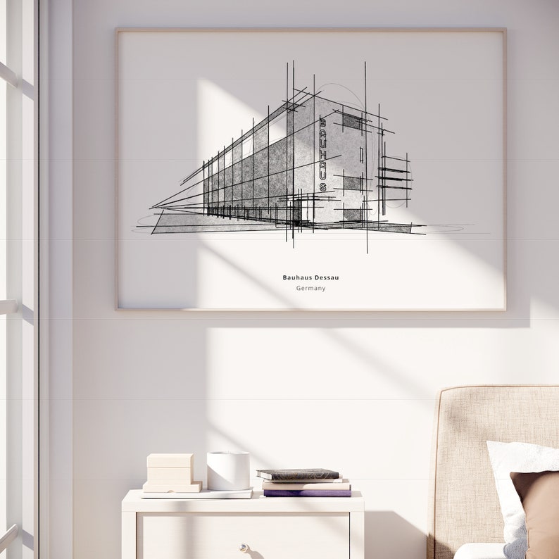 Bauhaus Dessau Building Art Print: Walter Gropius Architecture (digital ...