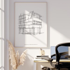 Mid-century Aluminaire House Sketch, Minimalist Architecture Print ...