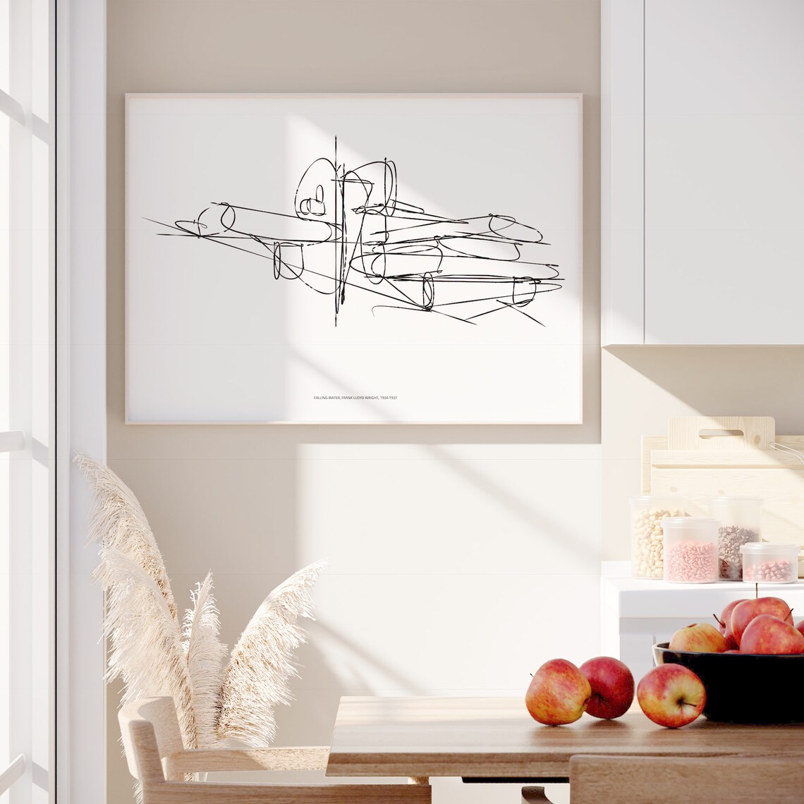 Frank Lloyd Wright's Abstract Falling Water Sketch, Hand Drawn ...