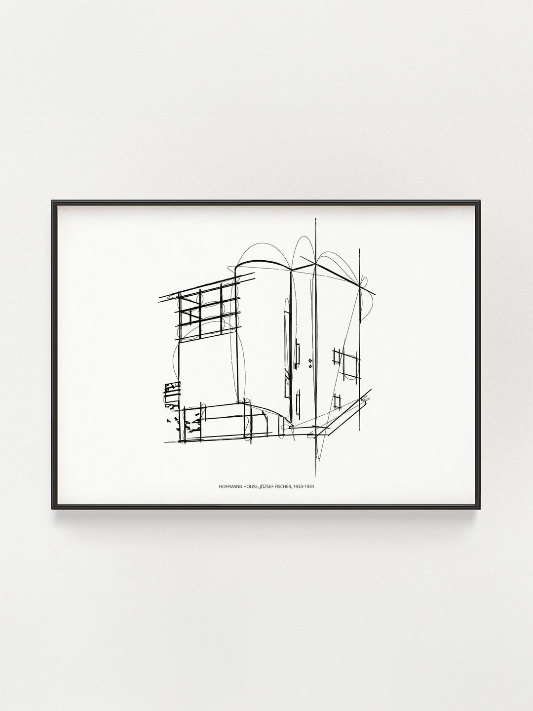 Hoffman House Sketch Art | Architectural Line Drawing | Modernist ...