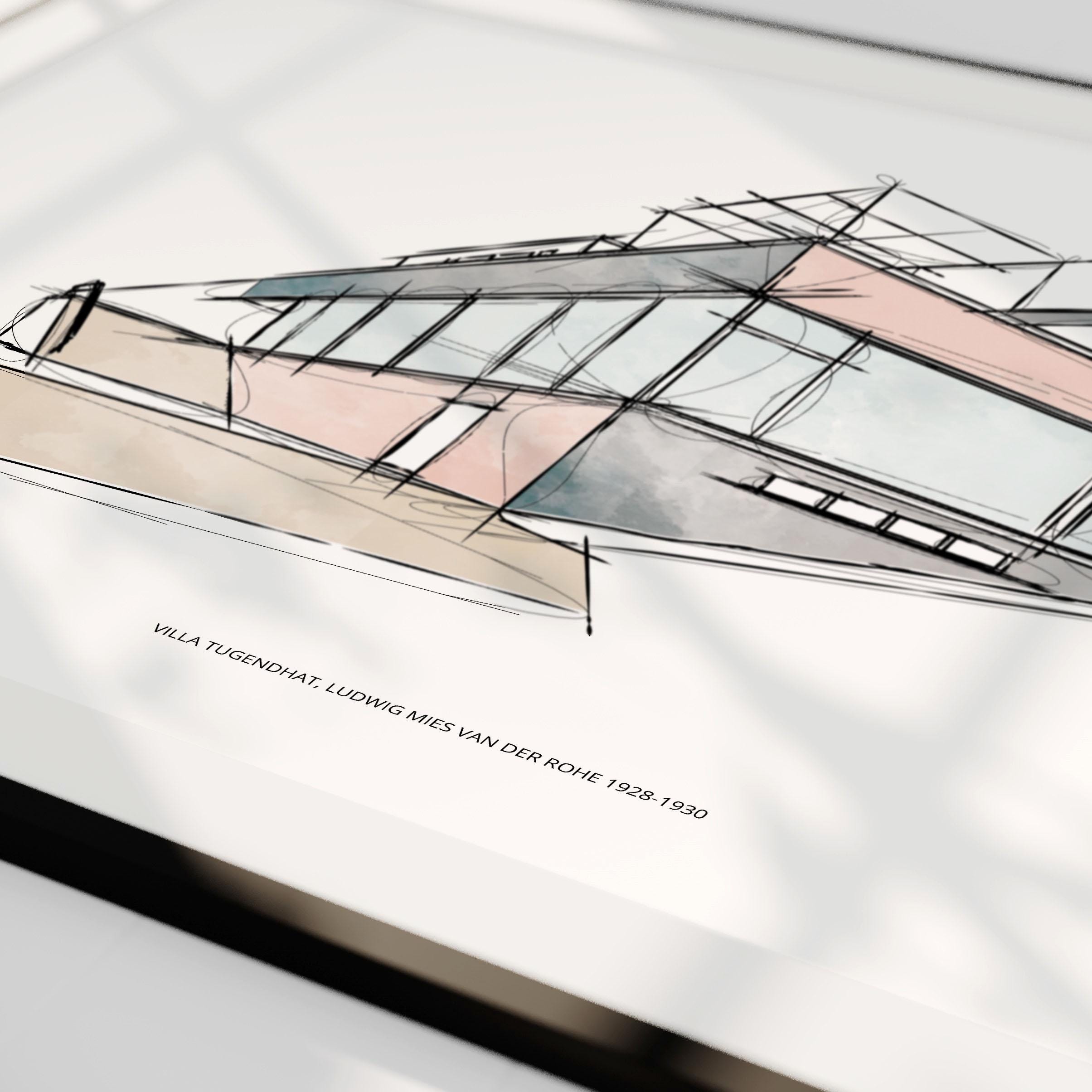 Villa Tugendhat Sketch Printable Wall Art, Timeless Colorful Home Decor ...