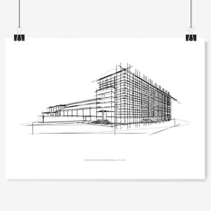 The Fagus Factory Sketch, Walter Gropius, Hand Crafted Minimalist Mid ...