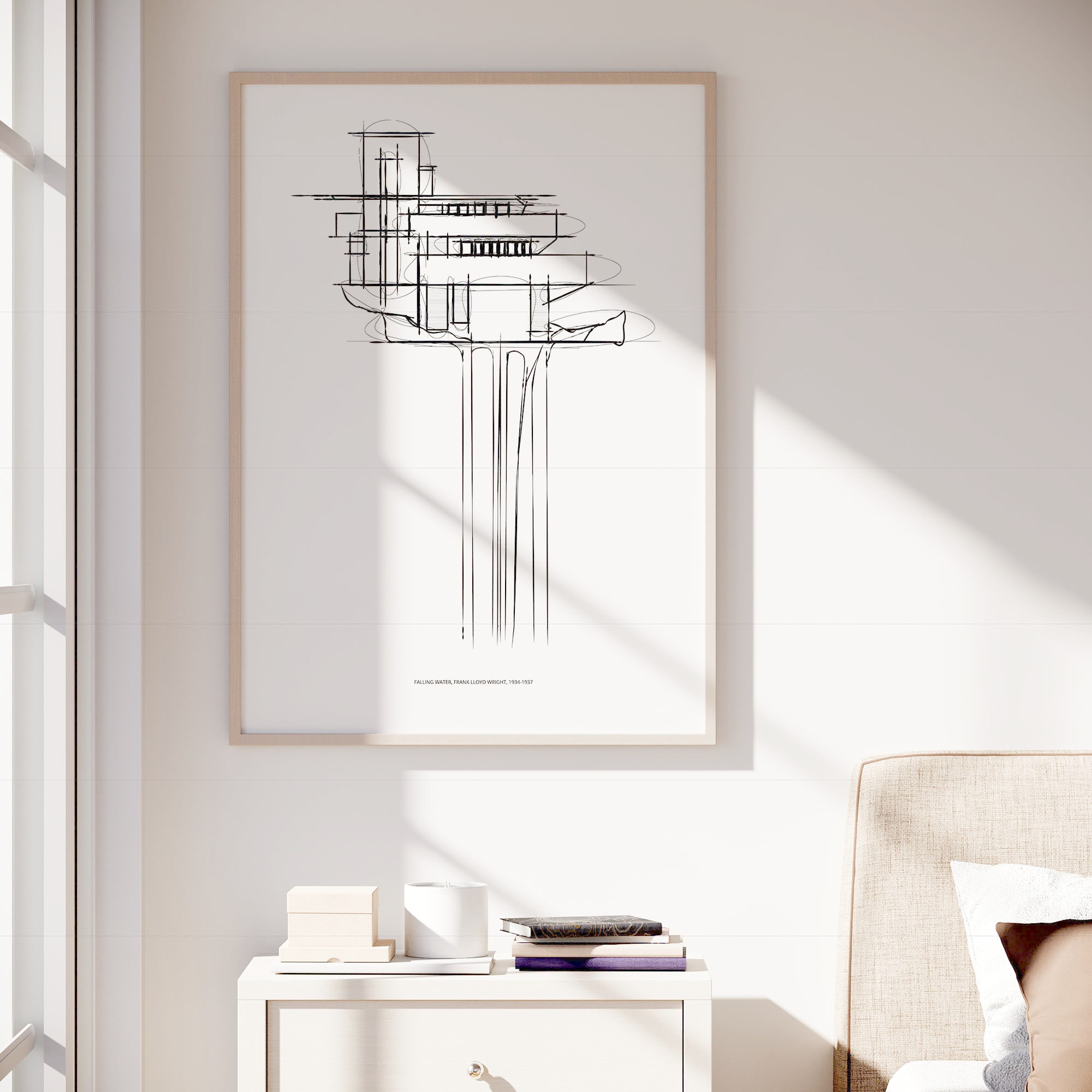 Frank Lloyd Wright Falling Water House, Printable Wall Art Printable ...