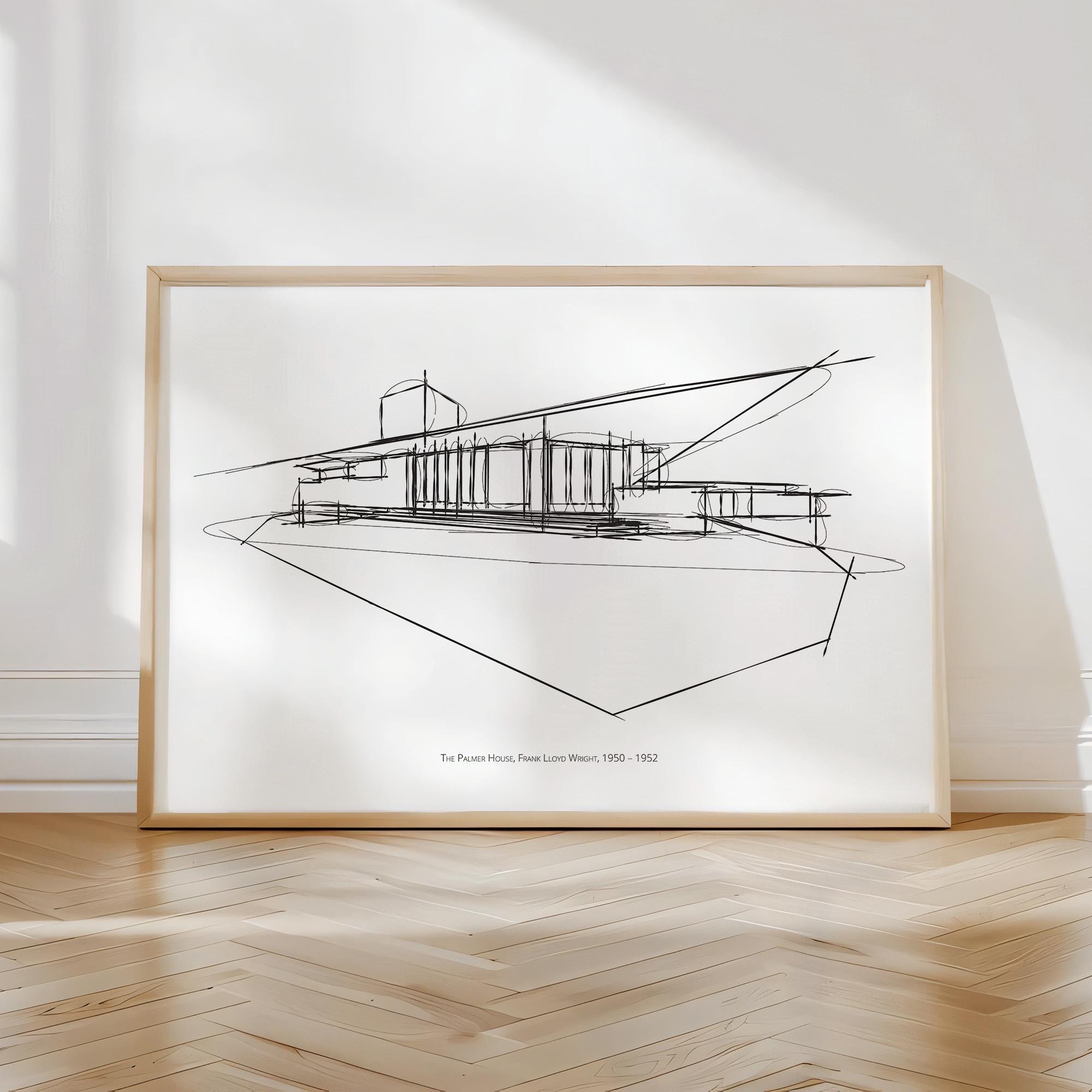 Set of 6 Frank Lloyd Wright House Sketch Prints: Modernist Architecture ...