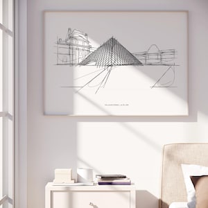 Louvre Pyramid Sketch: Paris Architecture Print (digital Download) - Etsy