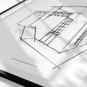 Bianchi House Sketch, Mario Botta, Minimalist 1970s Modern Architecture ...