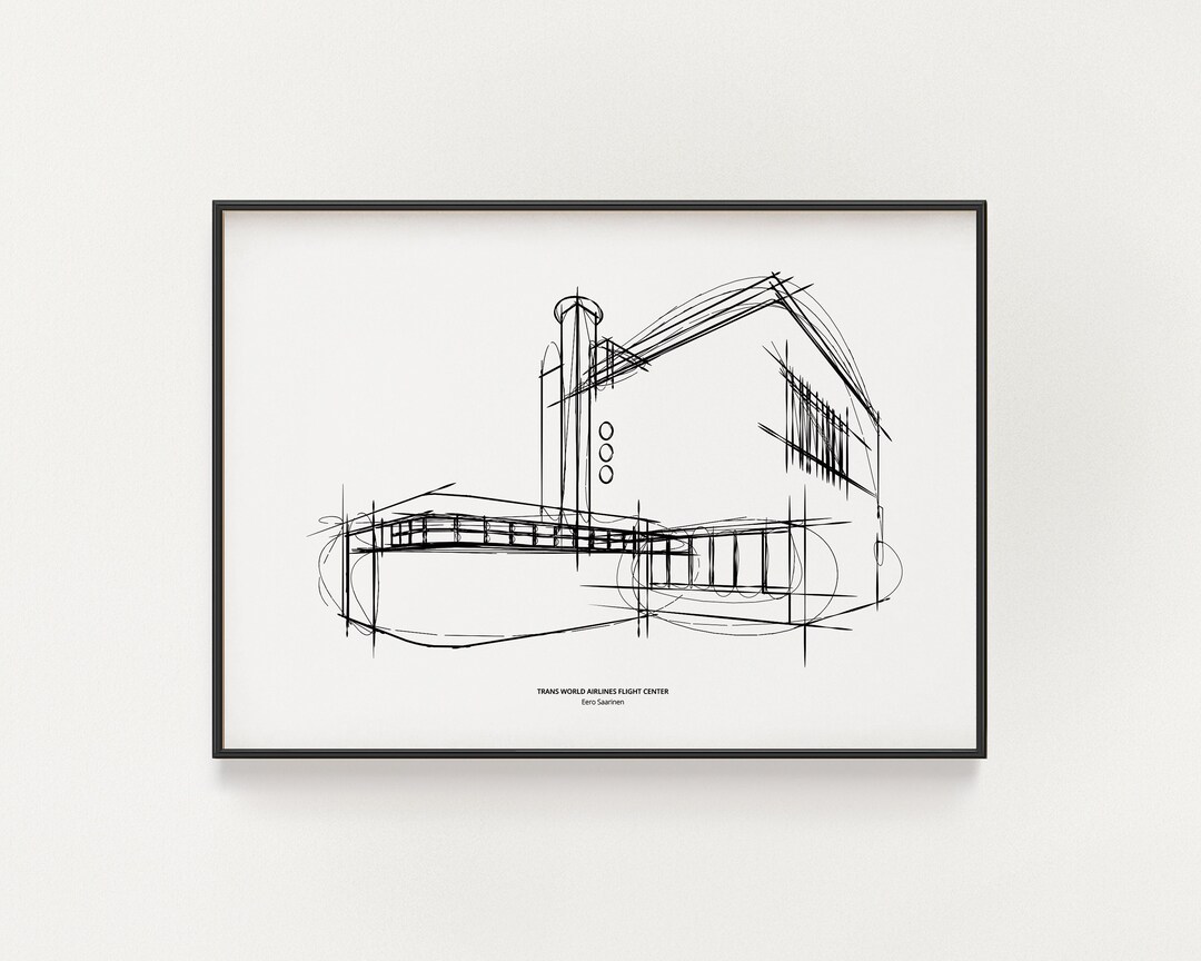 Minimalist Black and White Sketch of Villa Bertaux by Louis - Etsy