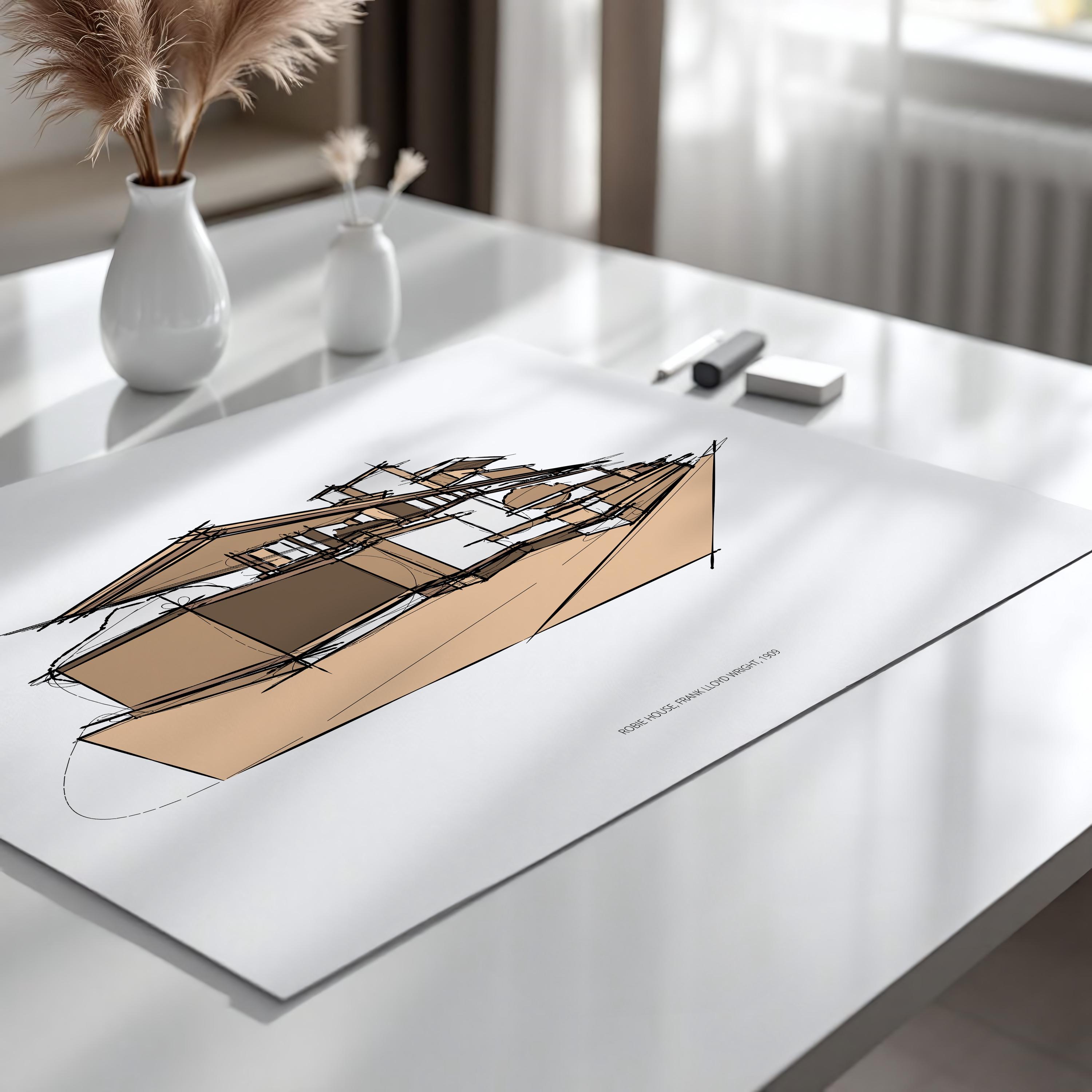 Robie House Print: Frank Lloyd Wright Architecture Sketch (digital ...
