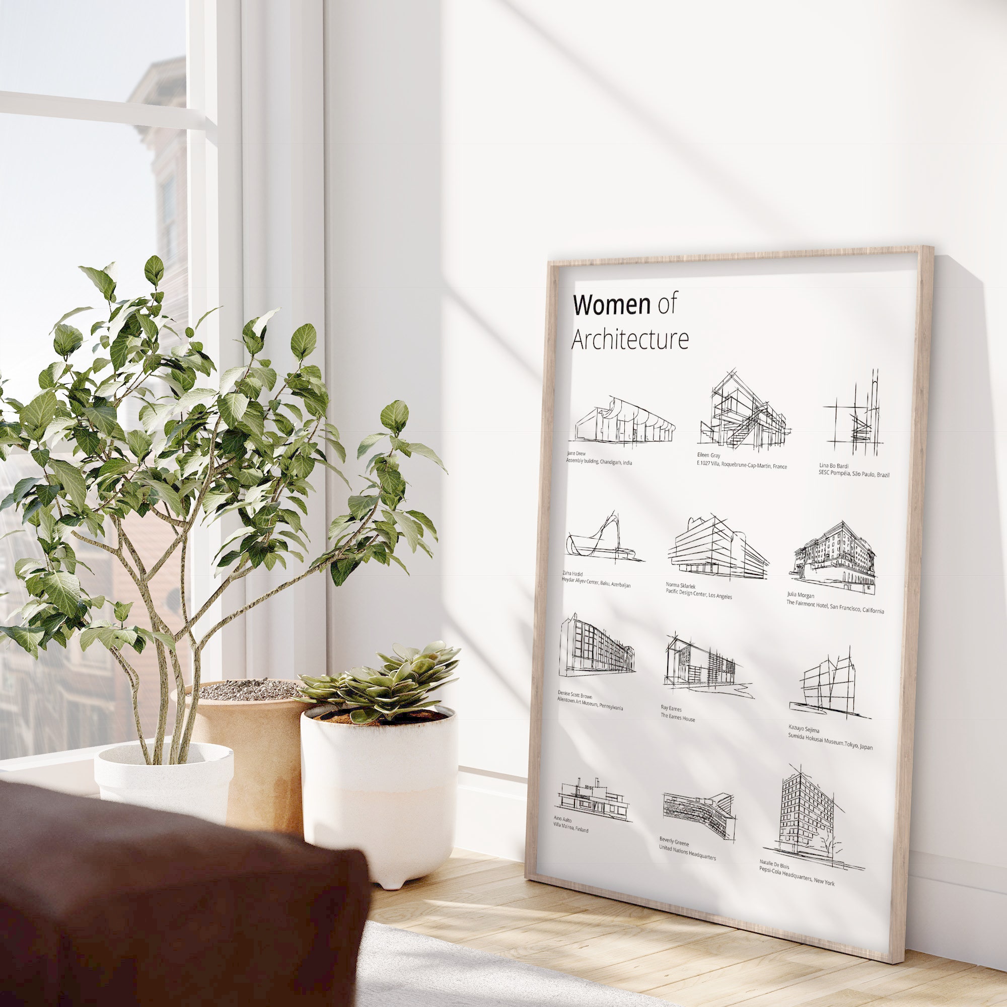 Women of Architecture Sketch Print: Modern Building Art (digital ...