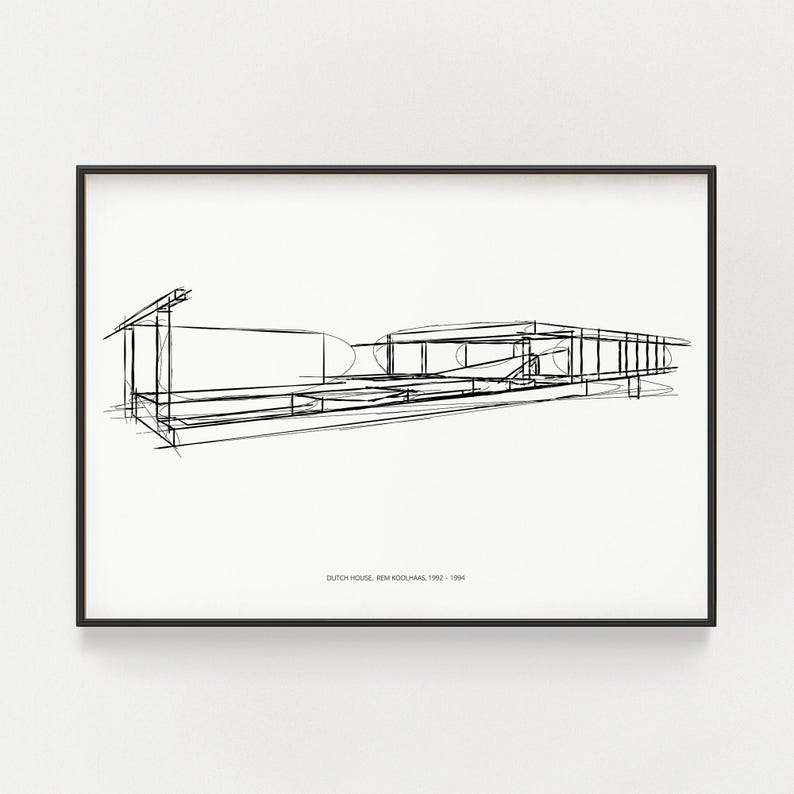 Rem Koolhaas Dutch House Sketch Art Print: Minimalist Architecture ...