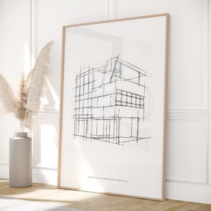 Mid-century Aluminaire House Sketch, Minimalist Architecture Print ...