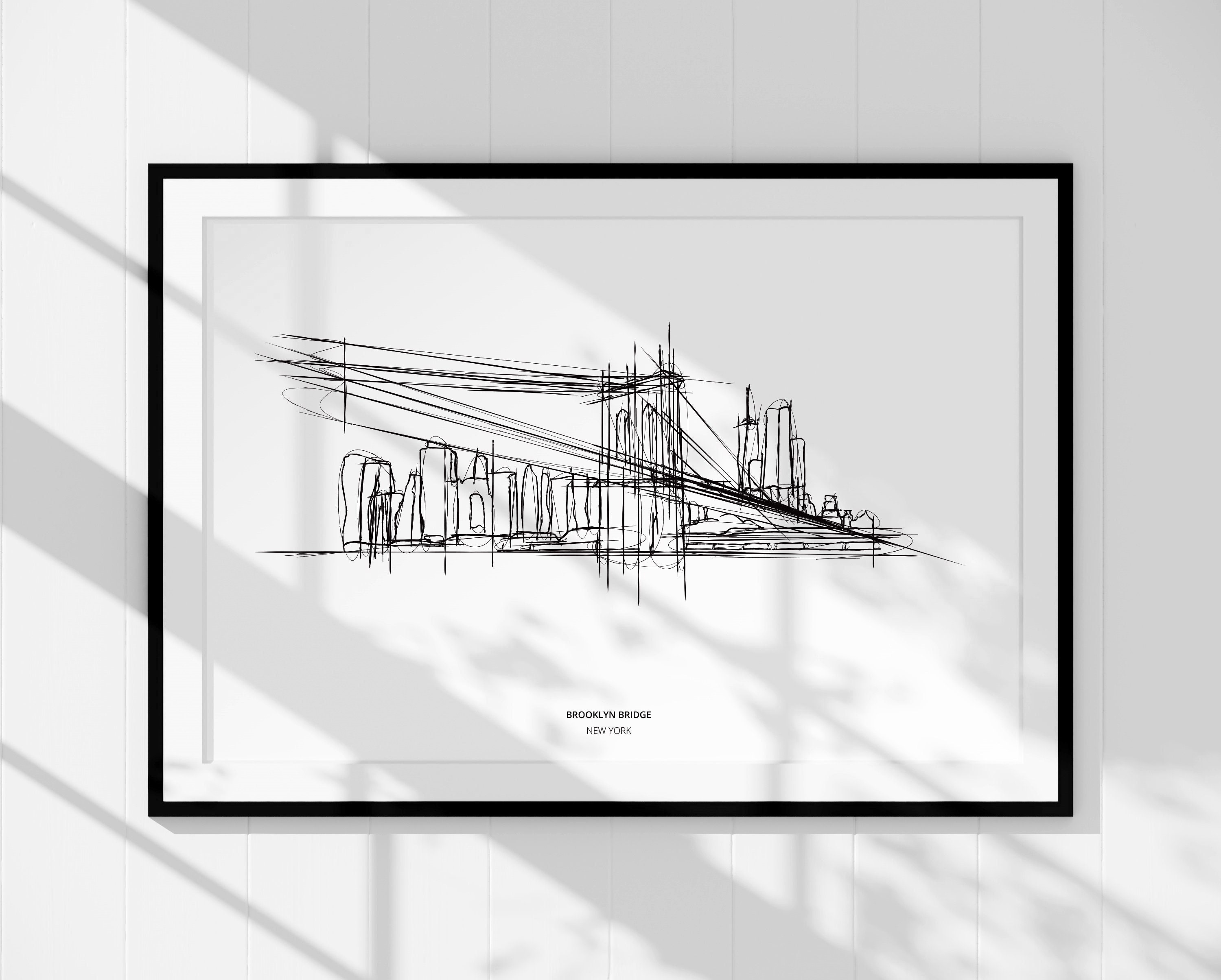 Brooklyn Bridge Line Sketch, Printable Art for Modern Home Decor ...