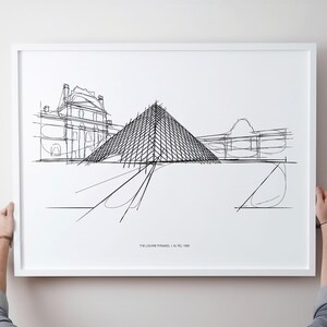 Louvre Pyramid Sketch: Paris Architecture Print (digital Download) - Etsy
