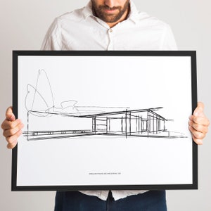 Barcelona Pavilion Sketch Print: Mies Van Der Rohe, Mid-century Modern ...