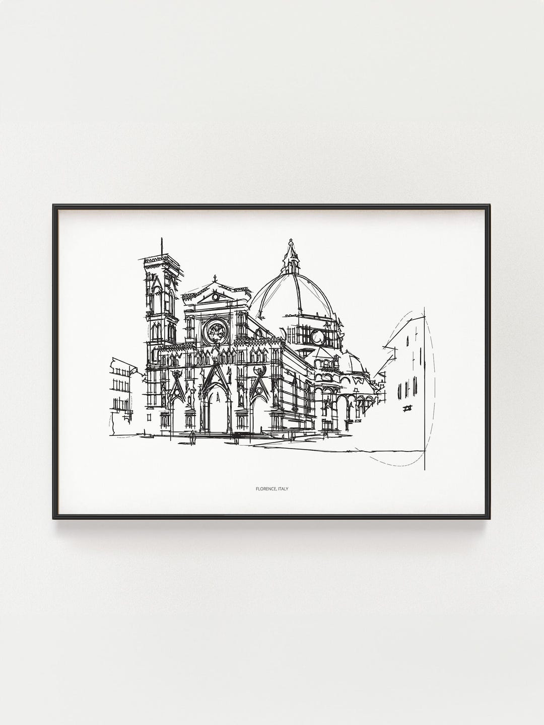 Architectural Sketch Duomo Florence, Italy Landmark Art Print, European ...