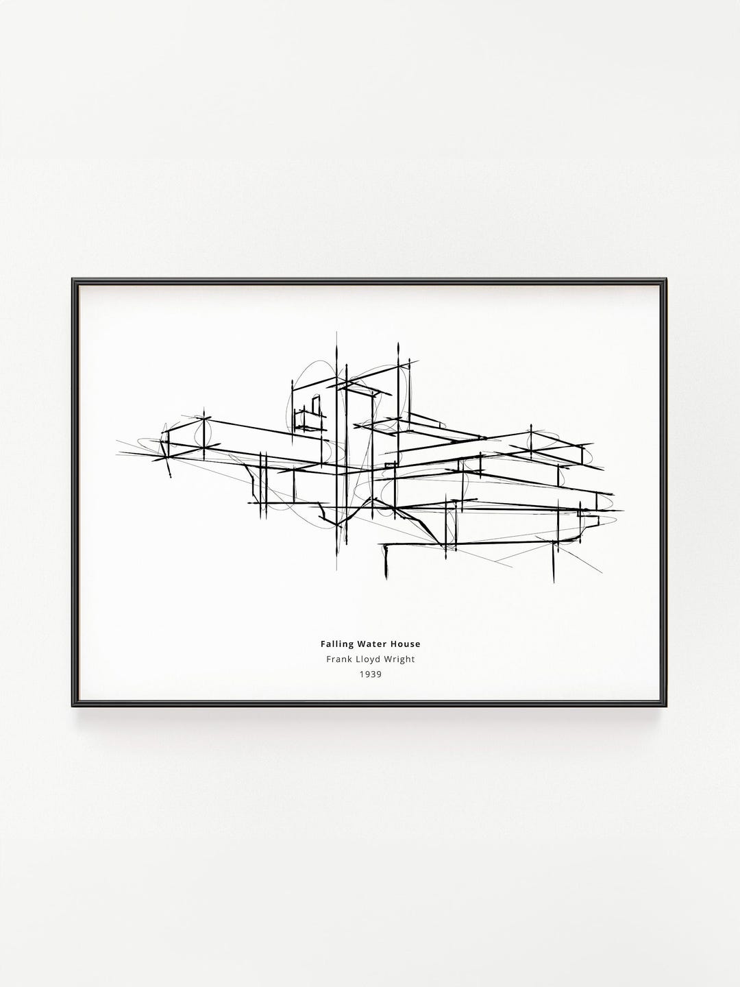 Fallingwater House Print: Frank Lloyd Wright Architecture Sketch ...