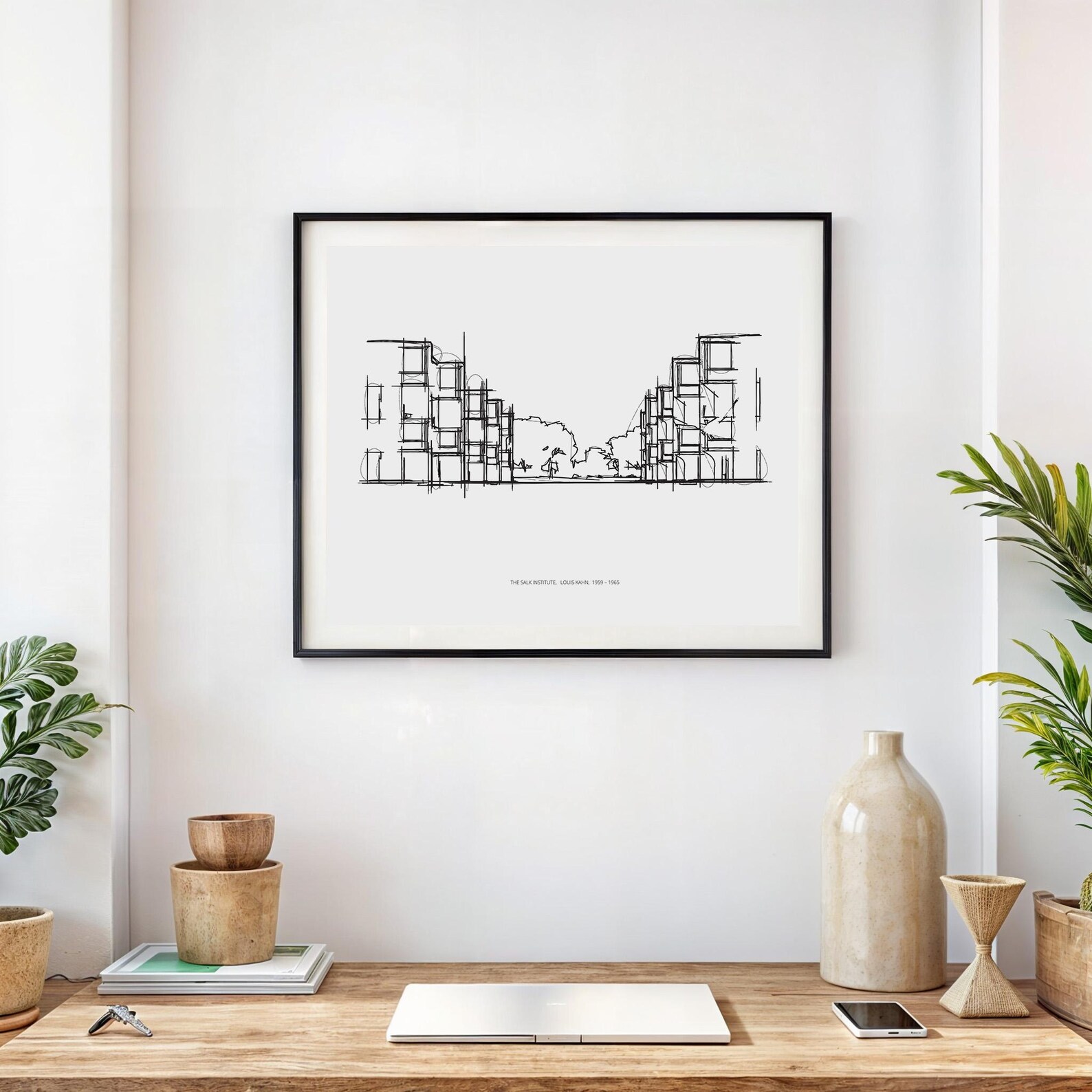 Salk Institute Sketch Print, Louis Kahn Architecture Art, Minimalist ...