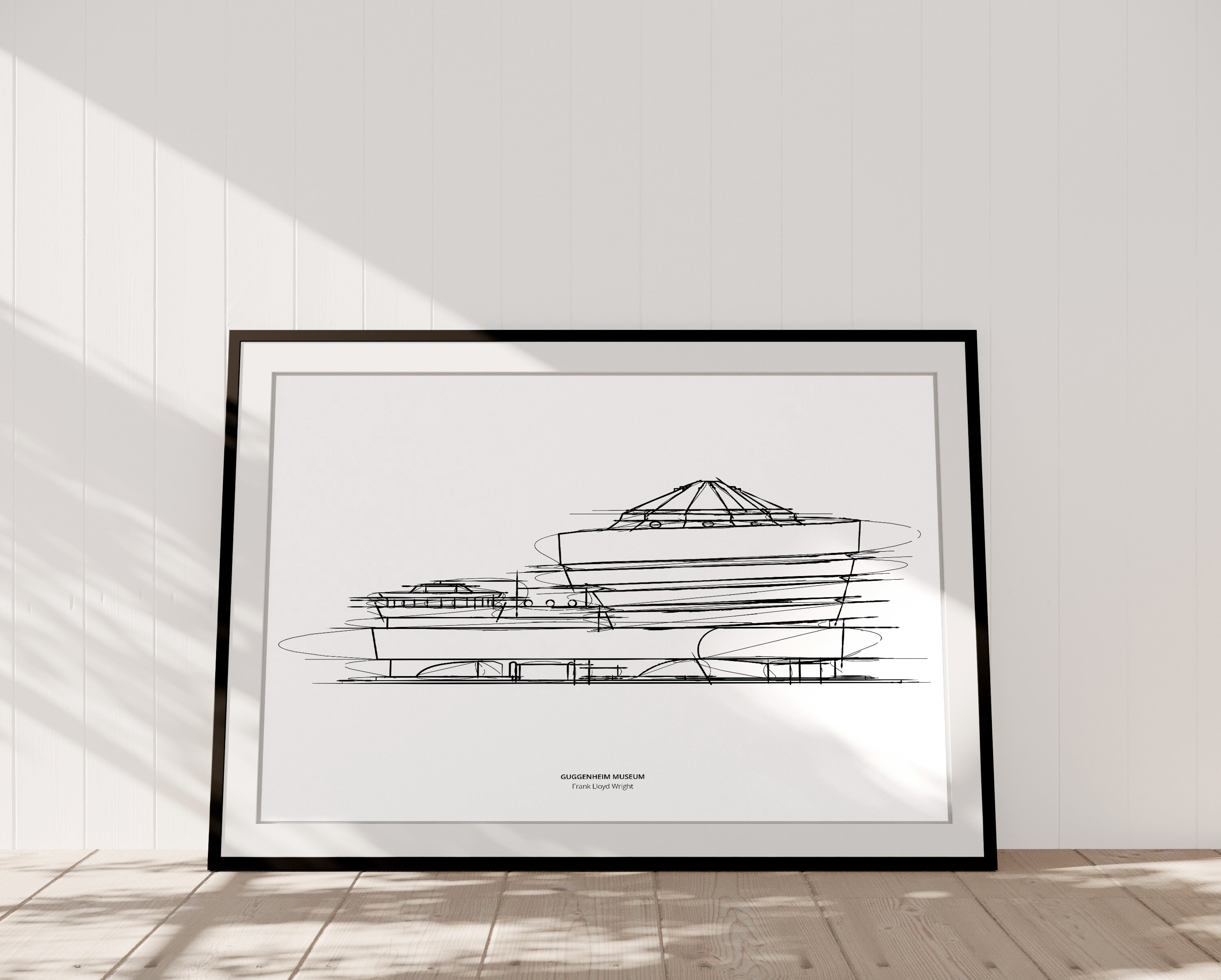 Guggenheim Museum Sketch, Minimalist Line Drawing, Modernist ...