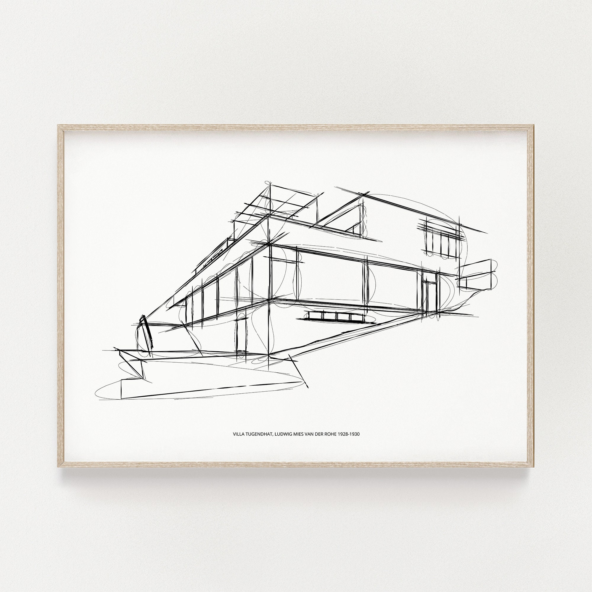 Villa Tugendhat Sketch Printable Wall Art Timeless Black and - Etsy