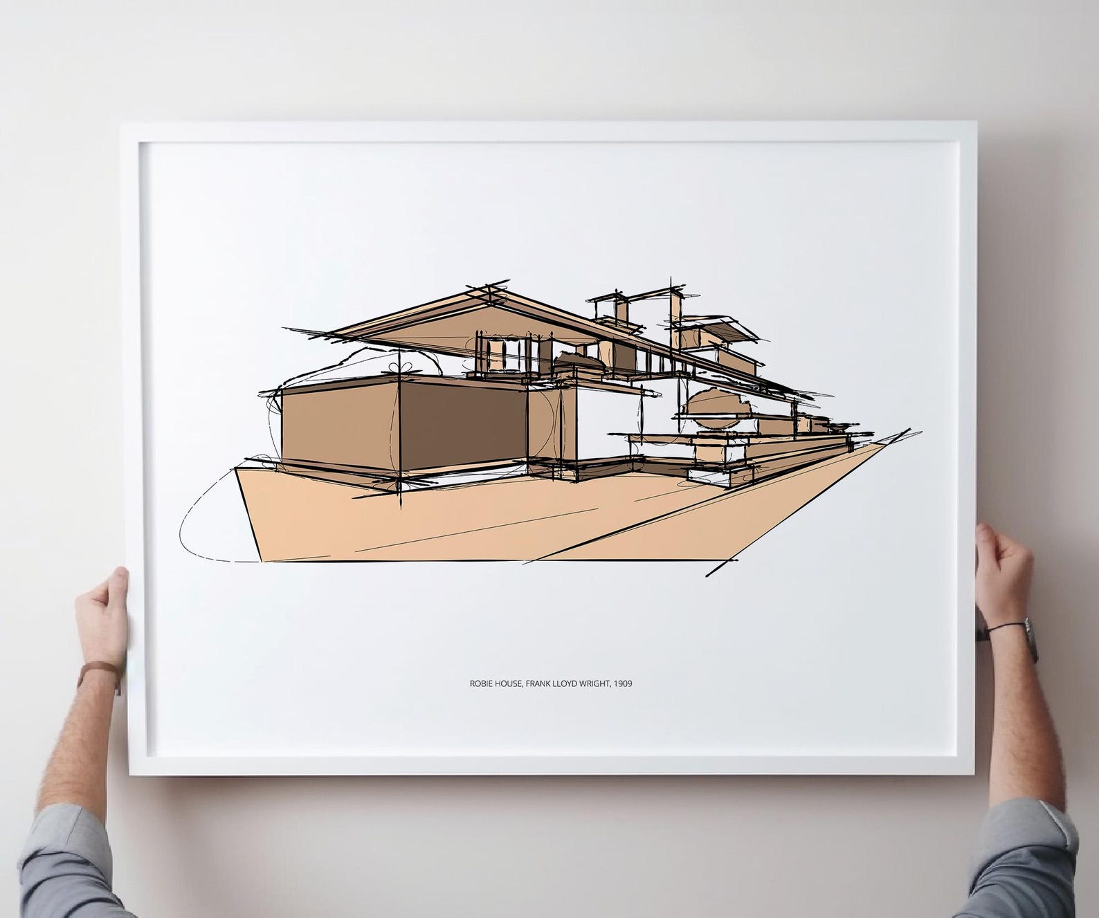 Robie House Print: Frank Lloyd Wright Architecture Sketch (digital ...