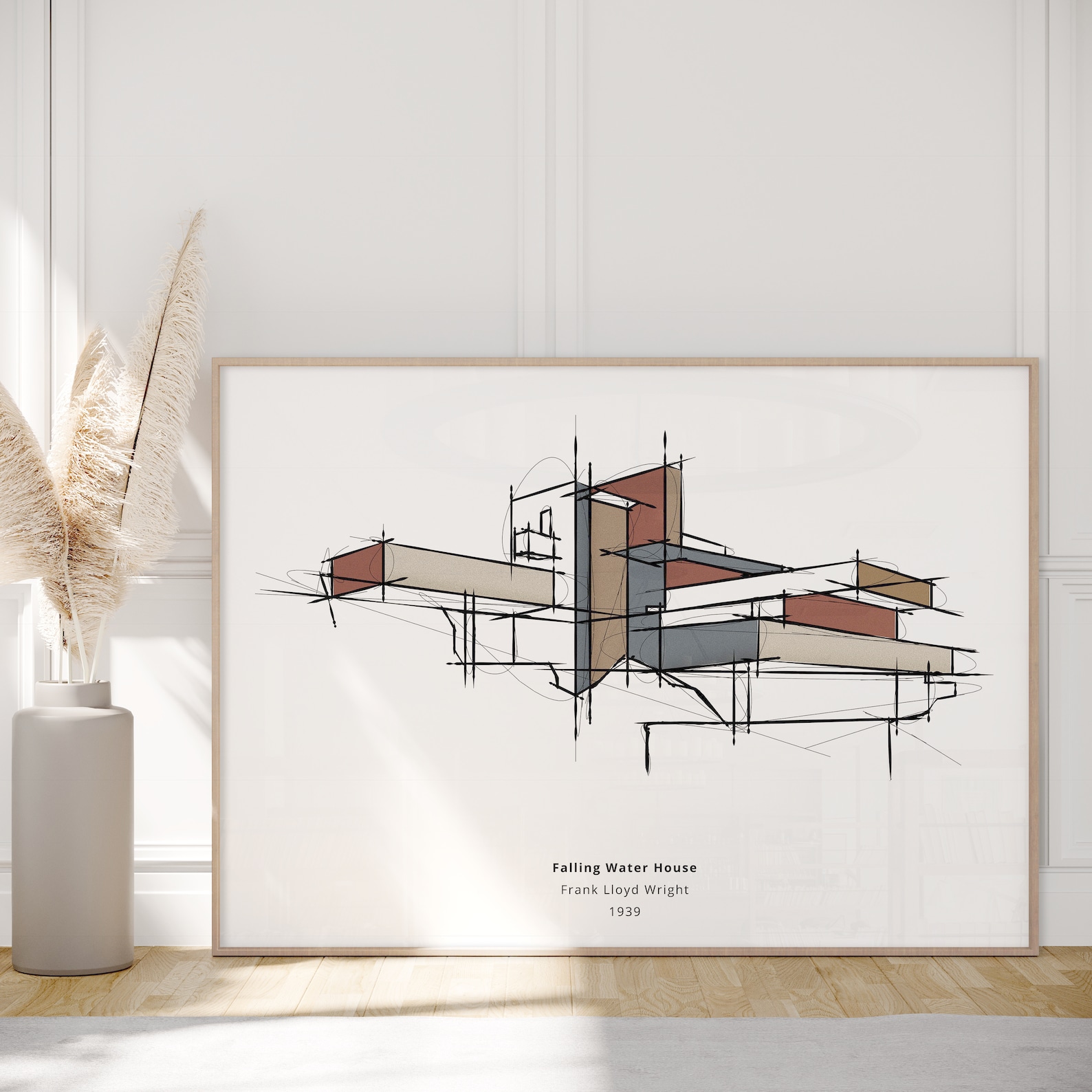 Fallingwater House Color Print: Frank Lloyd Wright Architecture ...