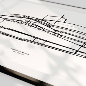 Guggenheim Museum Sketch, Minimalist Line Drawing, Modern Architecture ...
