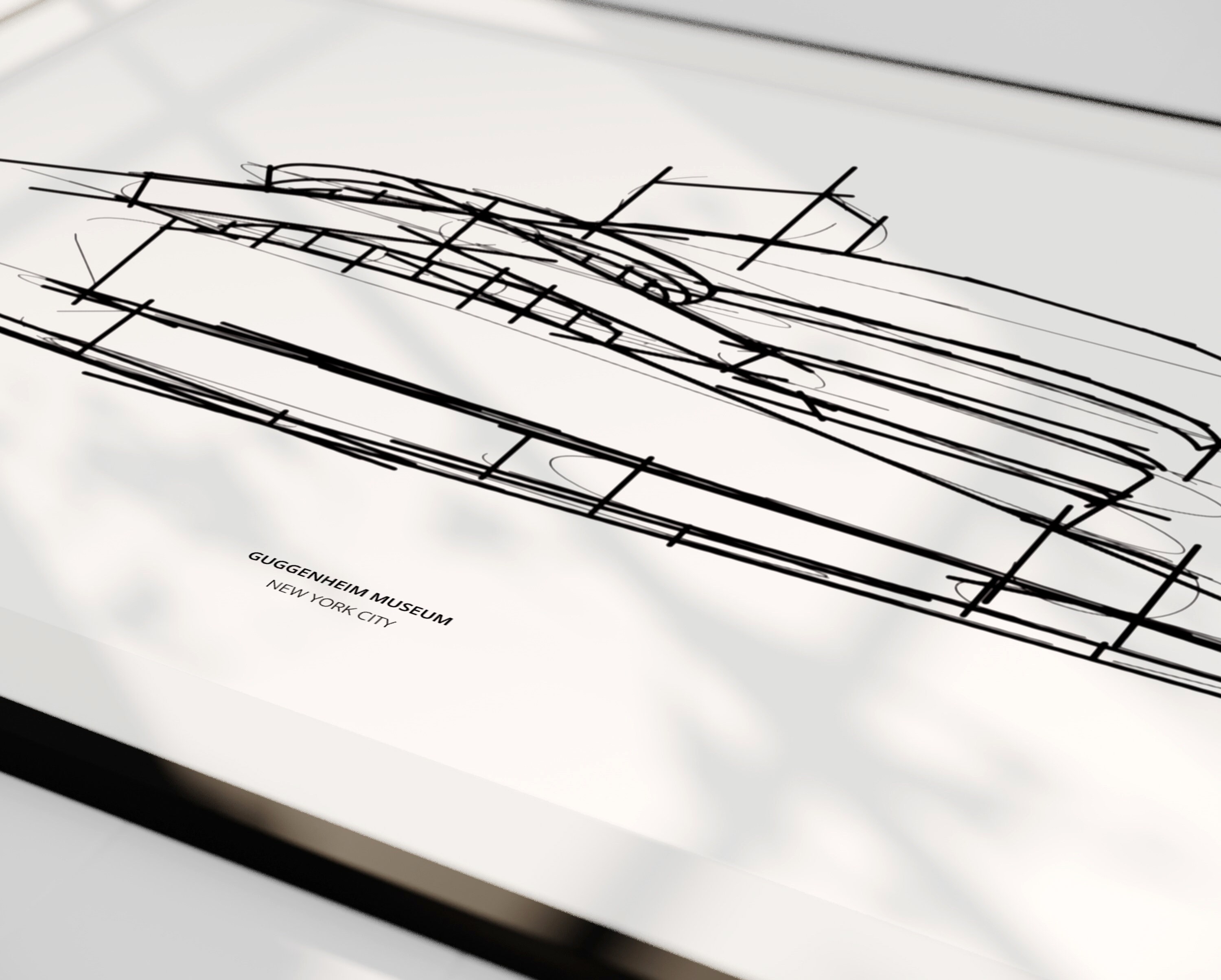 Guggenheim Museum Sketch Minimalist Line Drawing Modern - Etsy